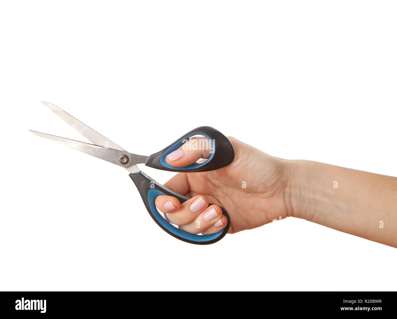 The hand with scissors isolated on white Stock Photo - Alamy