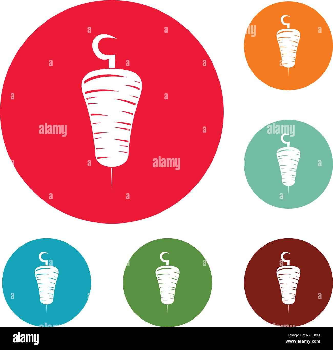 Doner kebab icons circle set vector isolated on white background Stock ...