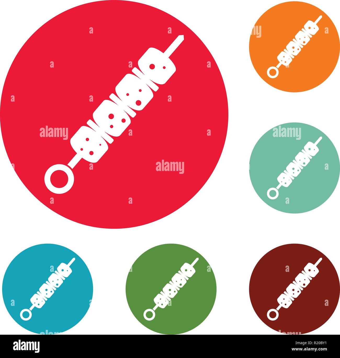 Shish kebab icons circle set vector isolated on white background Stock ...