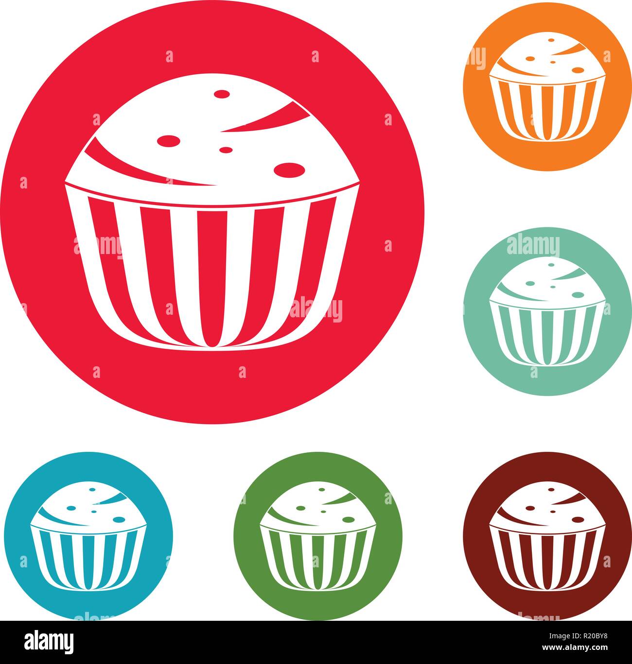 Cup cake icons circle set vector isolated on white background Stock ...