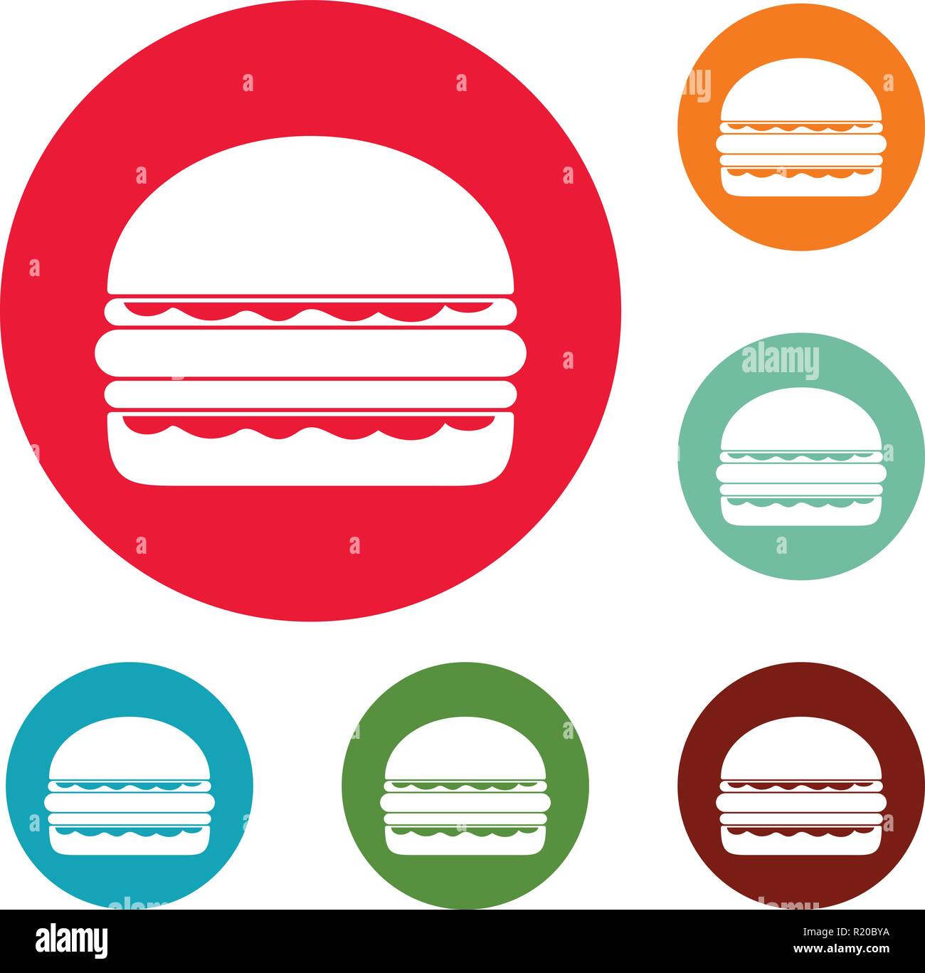 Burger icons circle set vector isolated on white background Stock ...
