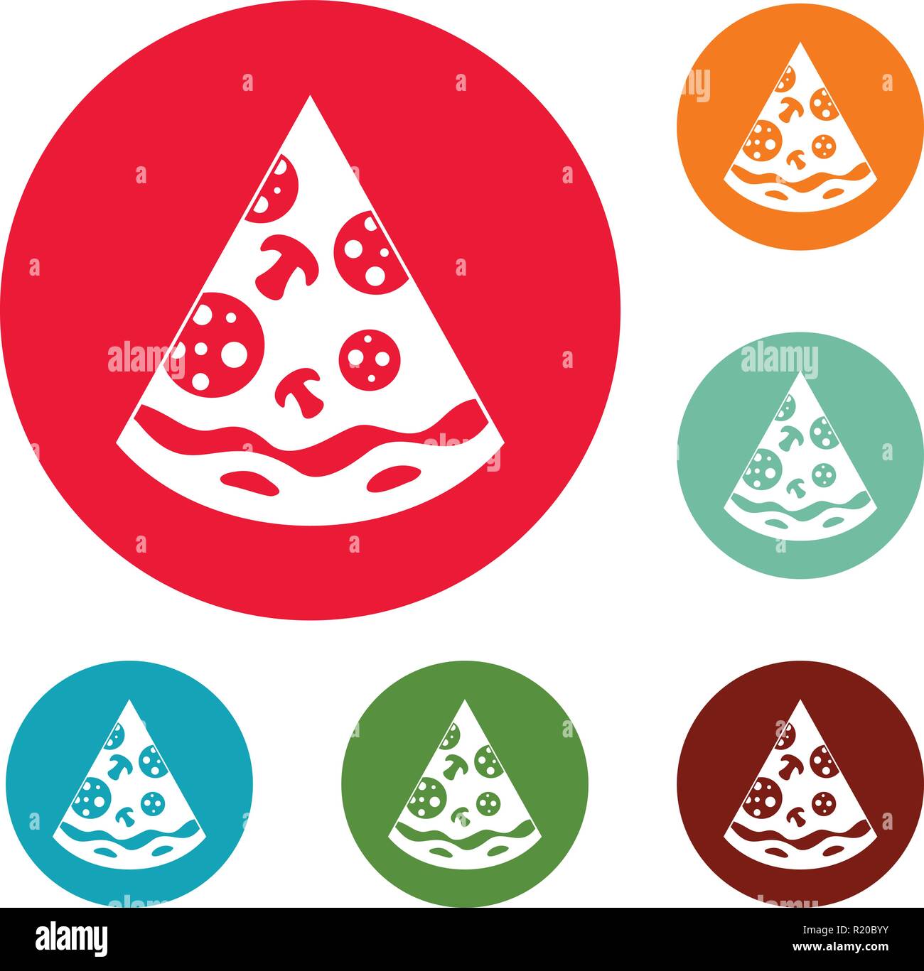 Pizza slice icons circle set vector isolated on white background Stock ...