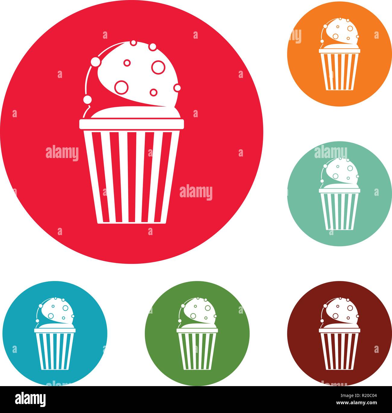 Popcorn icons circle set vector isolated on white background Stock ...