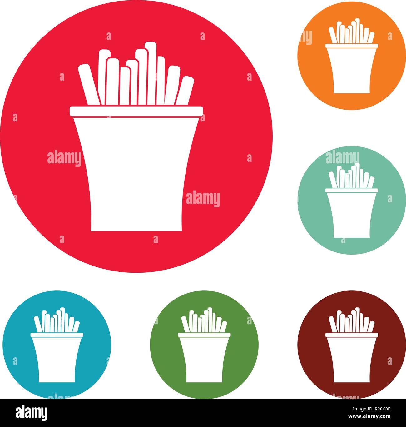 French fries icons circle set vector isolated on white background Stock ...