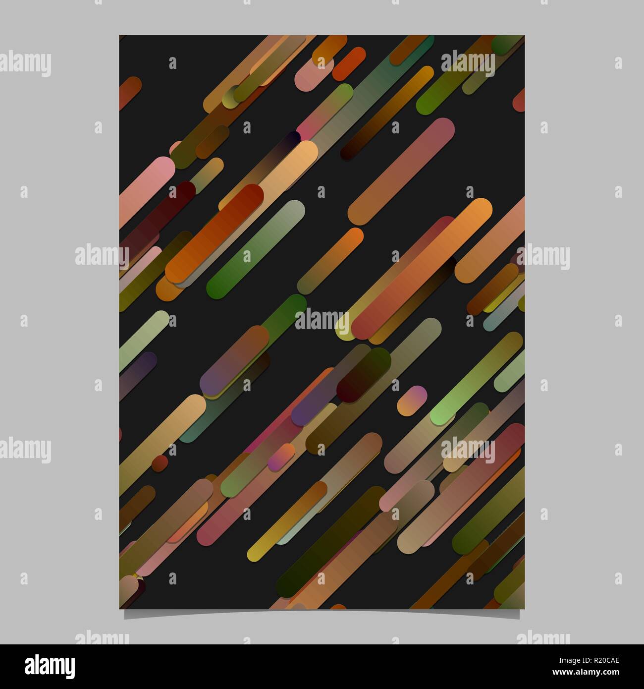 Brown diagonal gradient rounded stripe pattern brochure background - vector stationery design ...