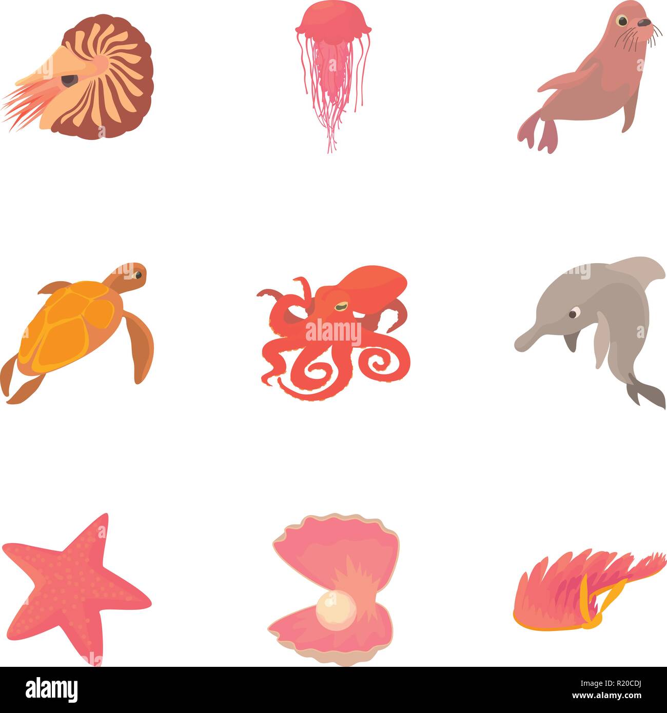 Sea lane icons set, cartoon style Stock Vector Image & Art - Alamy