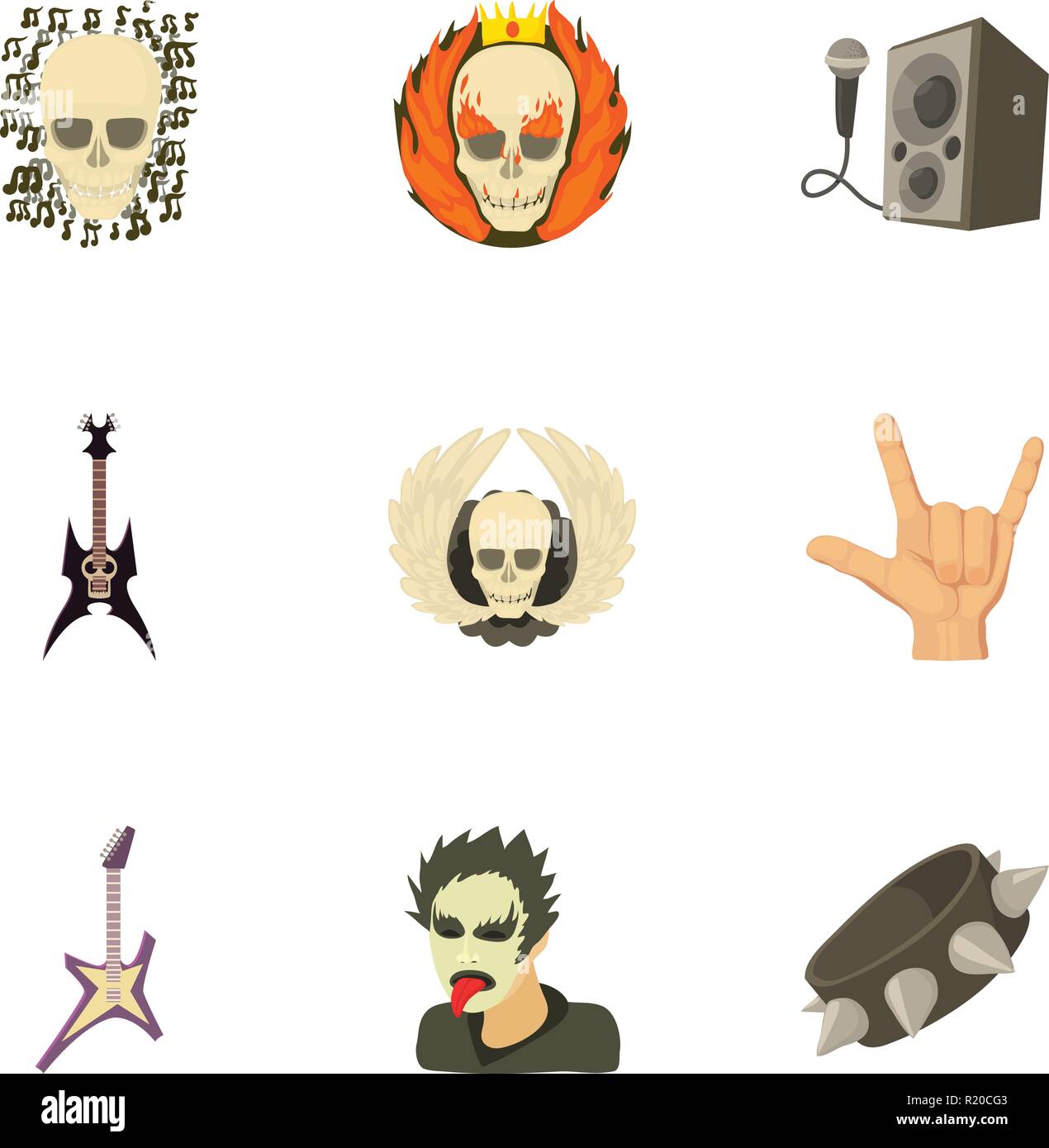 Rock riot icons set, cartoon style Stock Vector Image & Art - Alamy