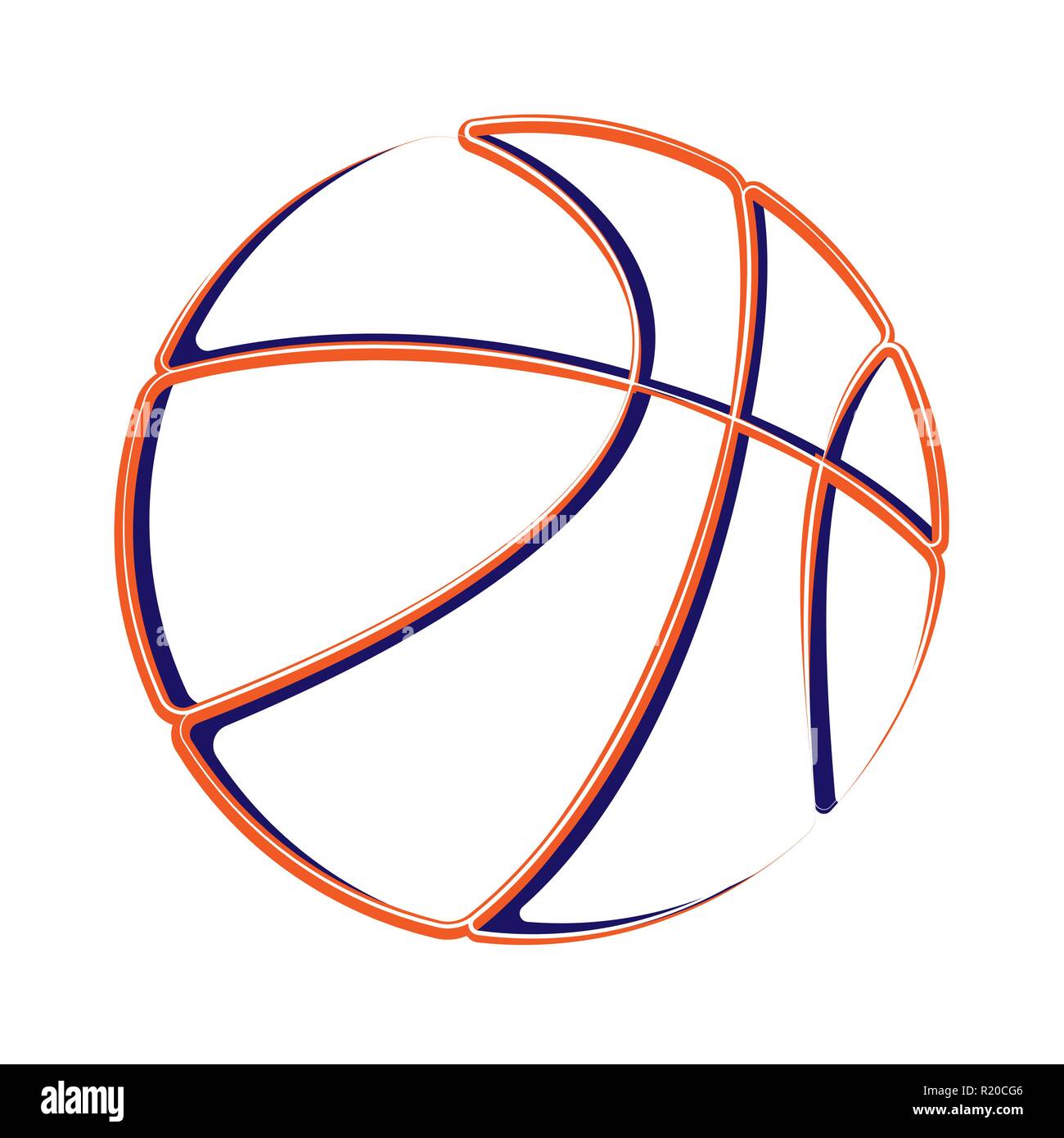 Color outline basketball symbol isolated on white background Stock ...