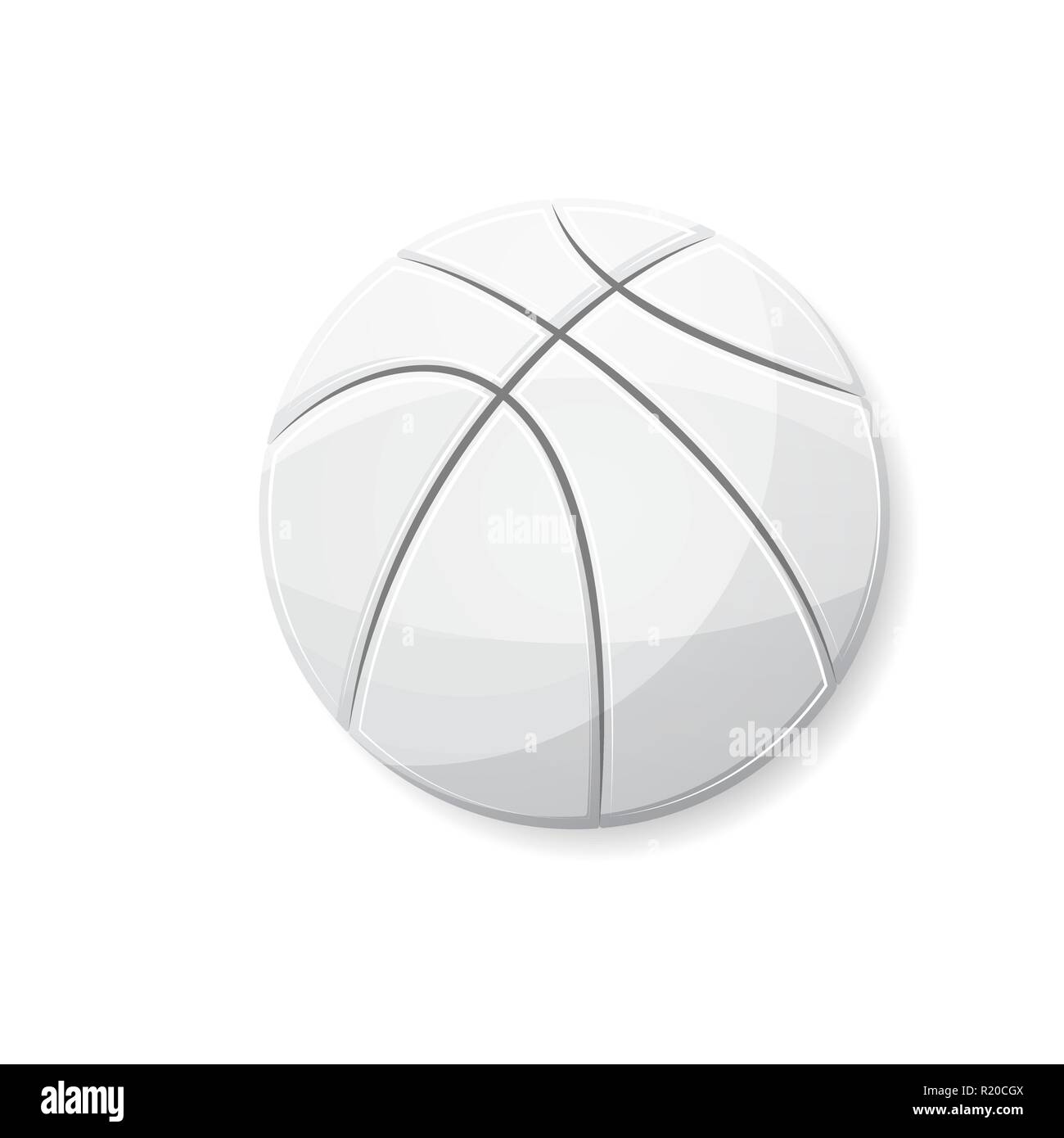 White basketball symbol with shadow isolated on white background Stock ...