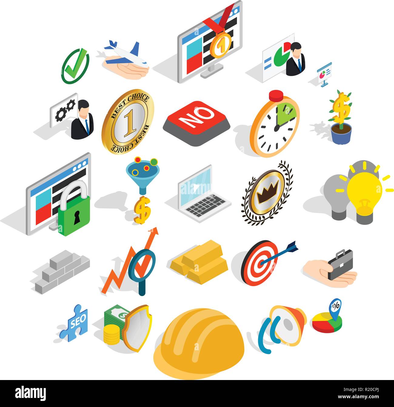 Solution of the problem icons set, isometric style Stock Vector Image ...