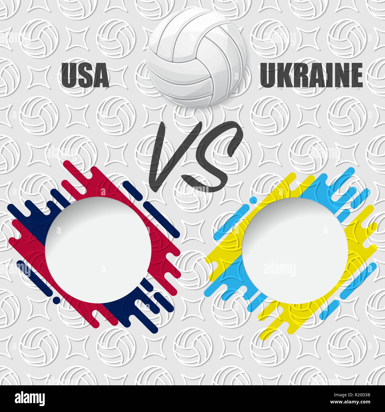 White volleyball seamless background with two teams flag colors and ...