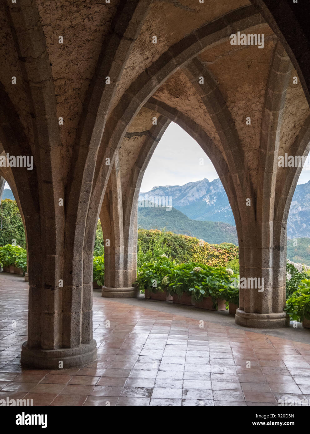 Gothic style crypt at the Gardens of Villa Cimbrone, Ravello on the ...