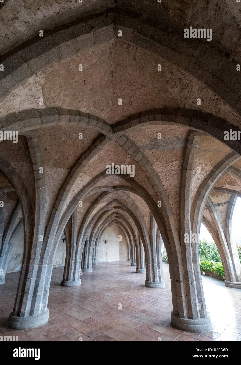 Gothic style crypt at the Gardens of Villa Cimbrone, Ravello on the ...