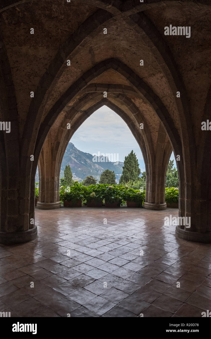 Gothic style crypt at the Gardens of Villa Cimbrone, Ravello on the ...