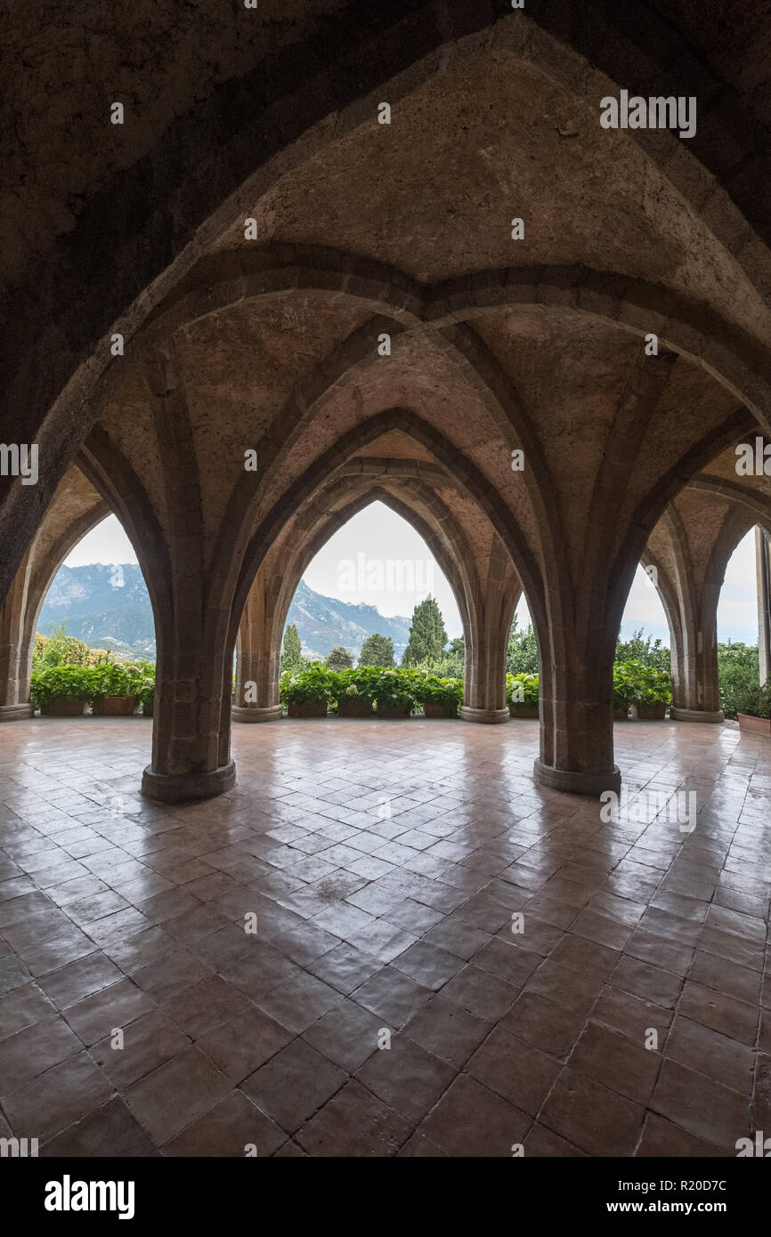 Gothic style crypt at the Gardens of Villa Cimbrone, Ravello on the ...