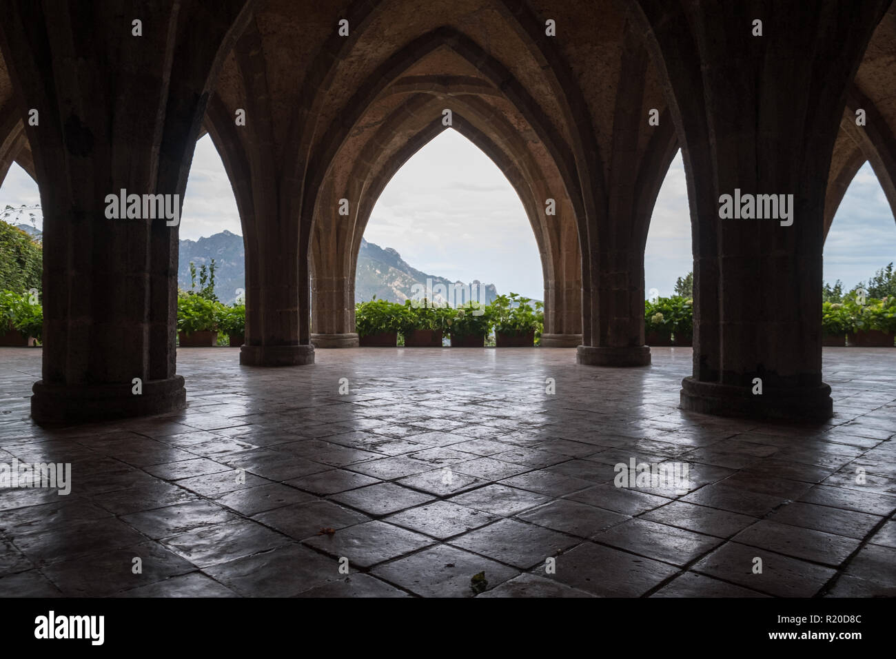 Gothic style crypt at the Gardens of Villa Cimbrone, Ravello on the ...