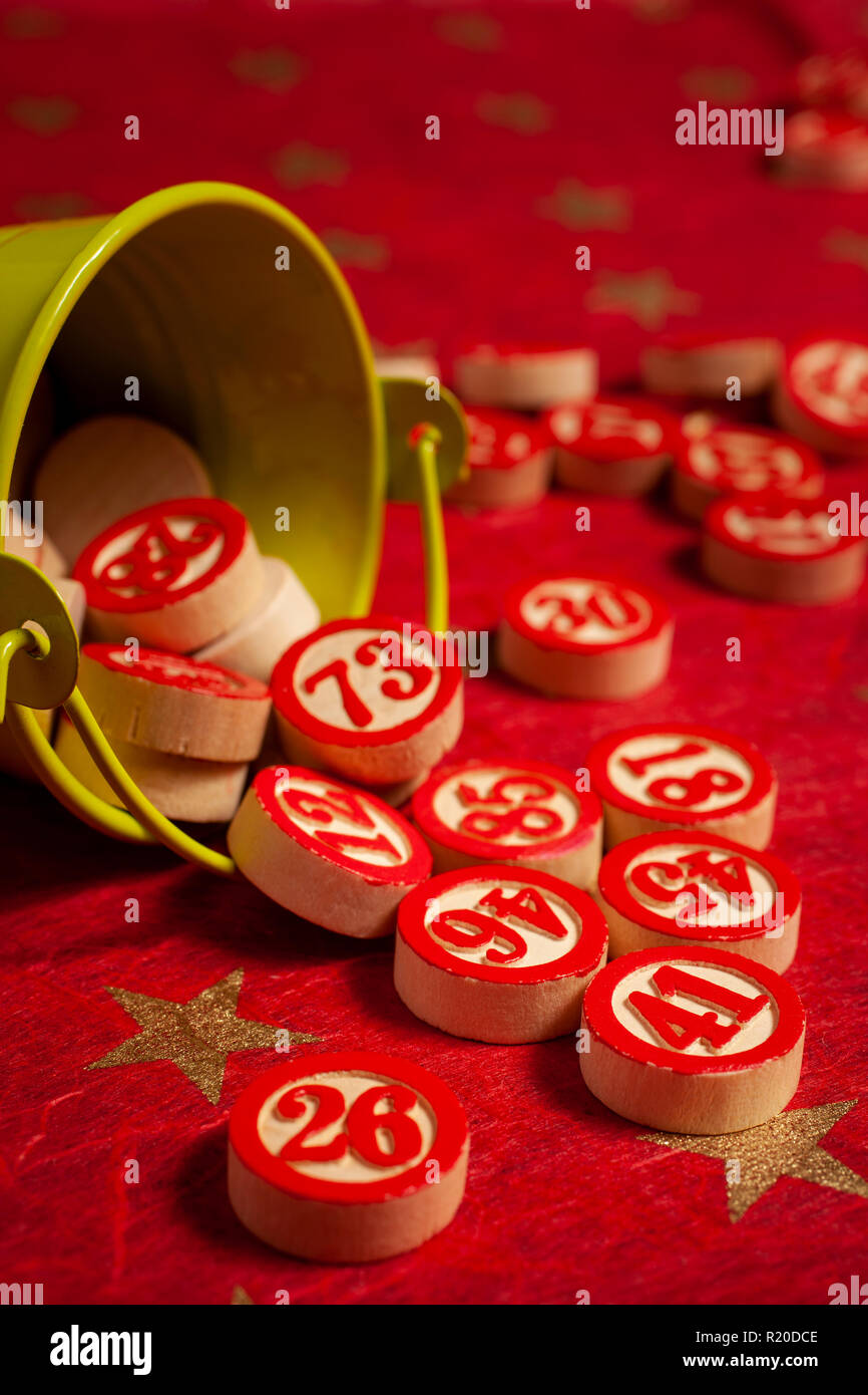 bingo numbers in a bucket Stock Photo - Alamy