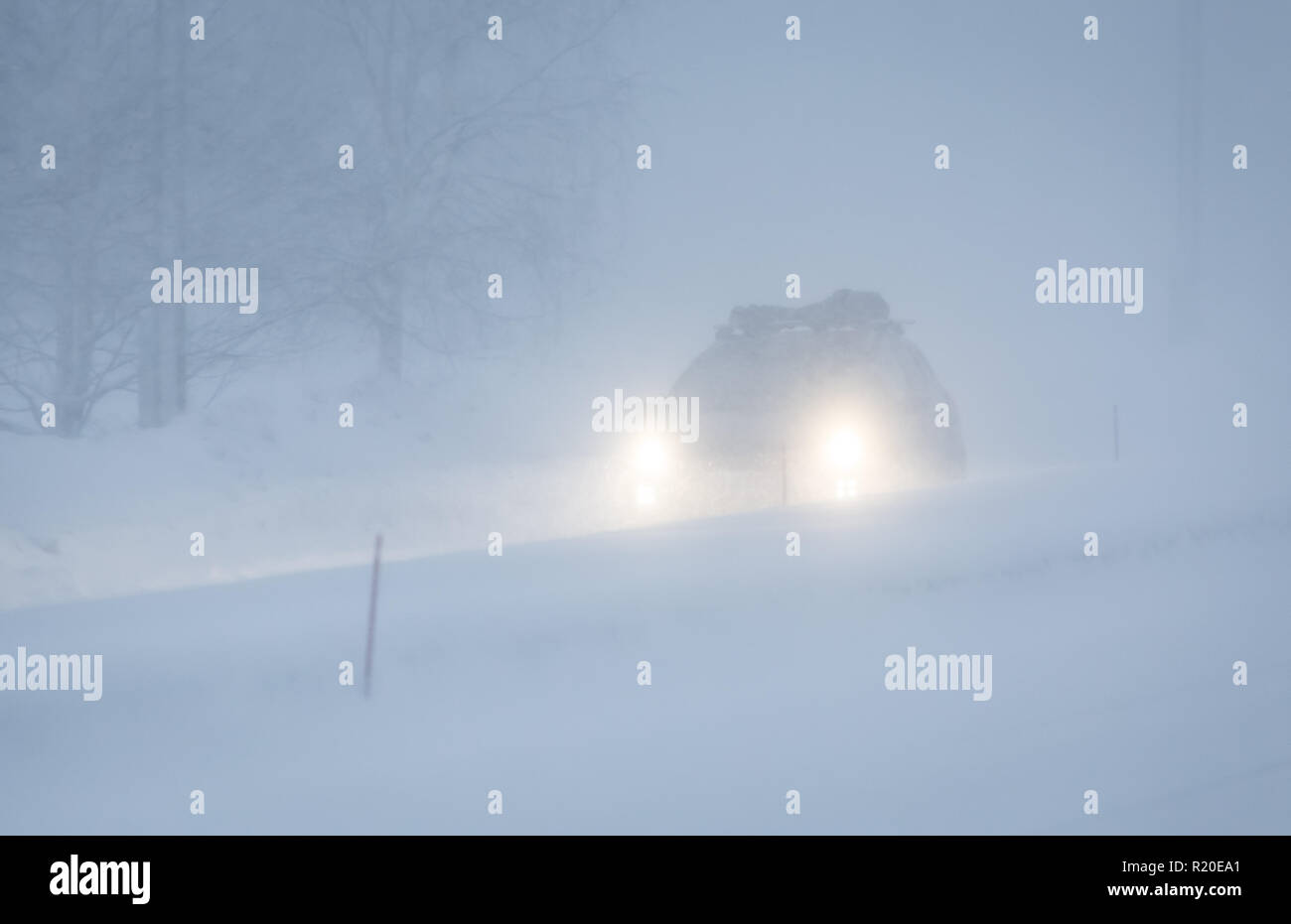 Traffic in snow storm. Sotkamo, Finland Stock Photo - Alamy