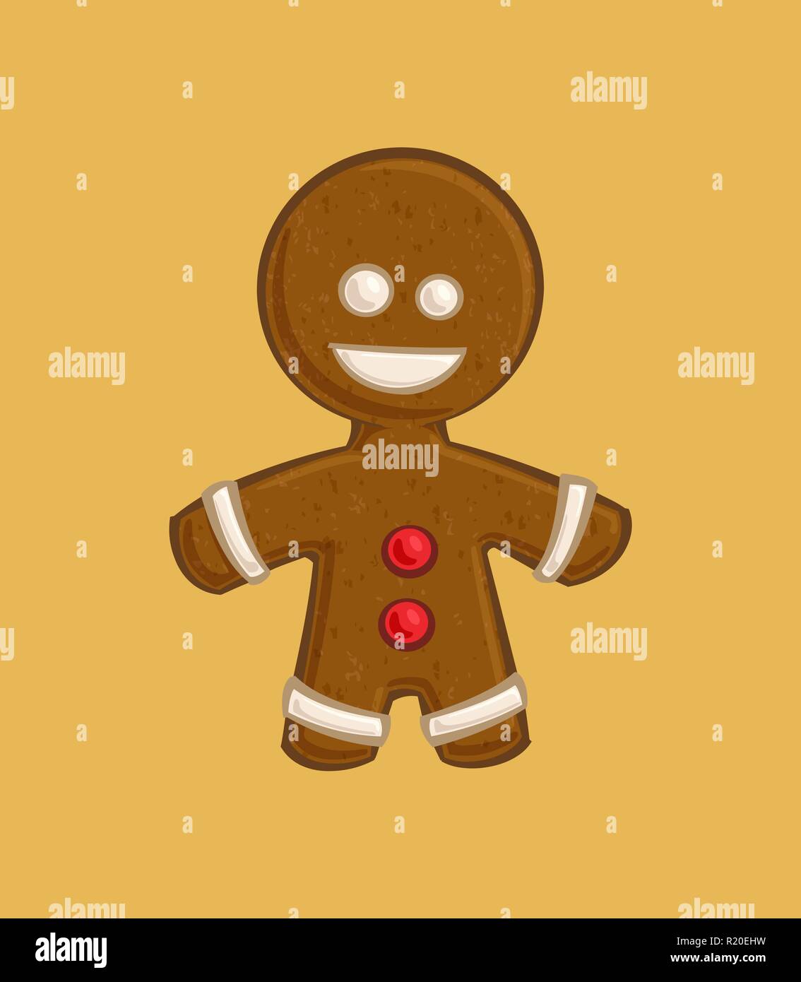 Cartoon Illustration of a Gingerbread Man. Vector Icon: Lines, Color ...