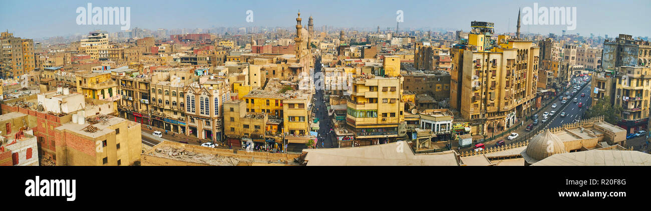 CAIRO, EGYPT - DECEMBER 21, 2017: Aerial cityscape of Islamic Cairo ...