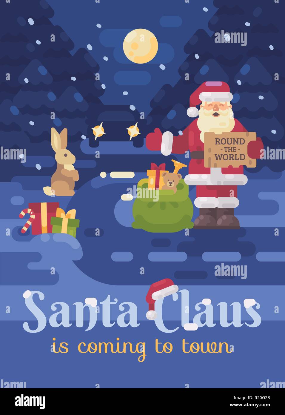 Rabbit christmas sleigh Stock Vector Images - Alamy