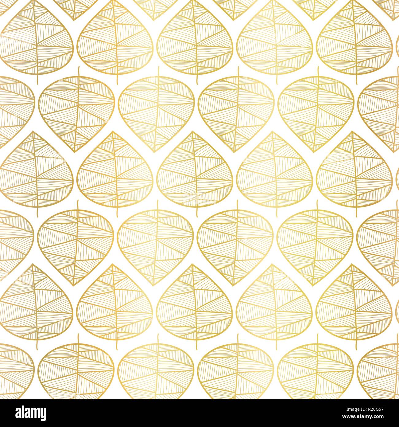 Gold foil fall leaves seamless vector background Stock Vector Image ...