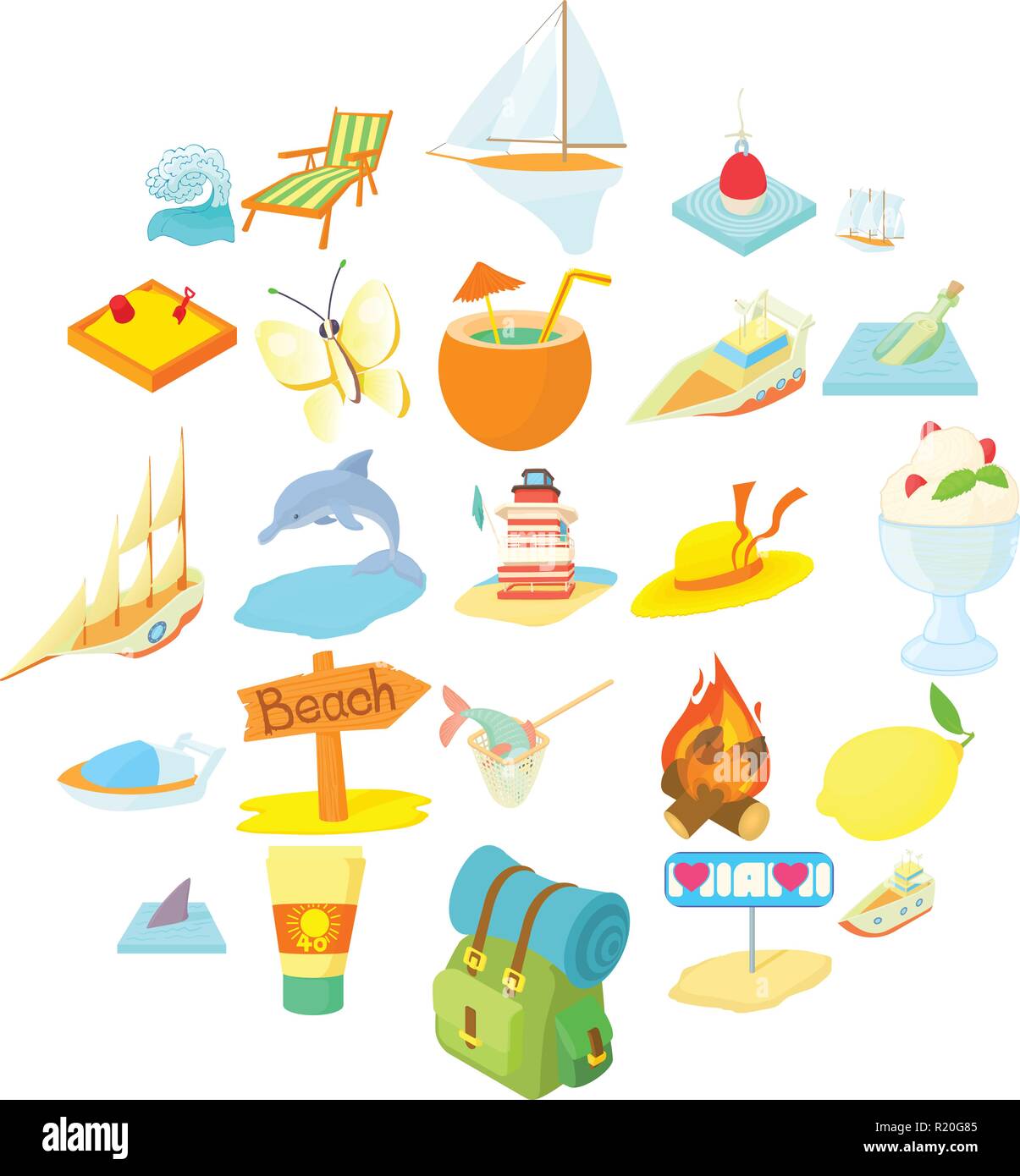 Tropical island icons set, cartoon style Stock Vector Image & Art - Alamy