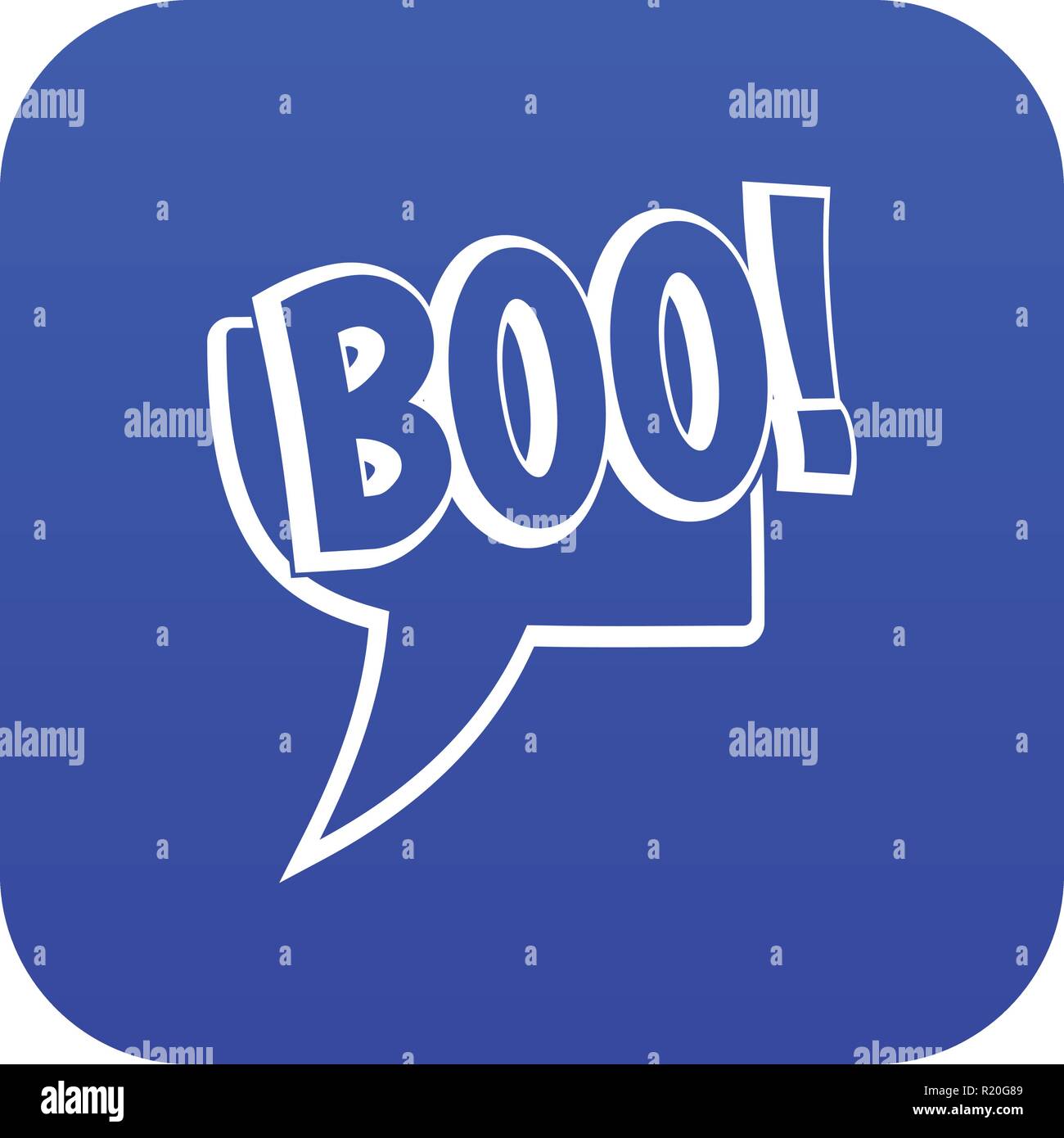 BOO, comic text speech bubble icon digital blue Stock Vector Image ...