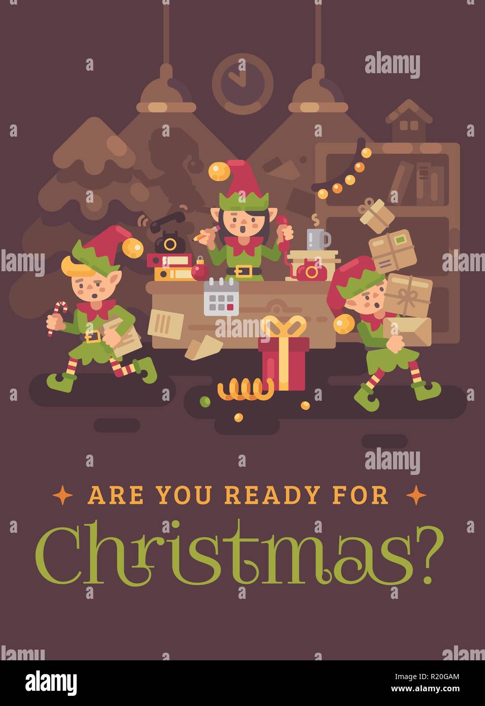 Delivery workers christmas Stock Vector Images - Alamy