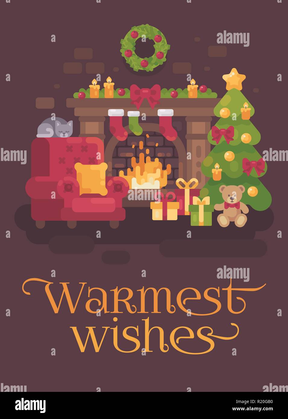 Festive christmas celebration scene decorated Stock Vector Images - Alamy