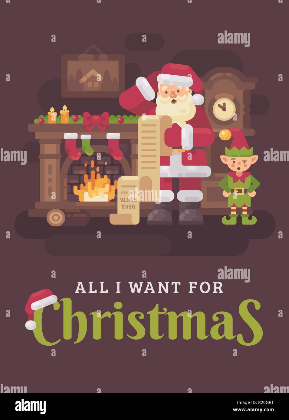 Christmas eve fireplace in Stock Vector Images - Alamy