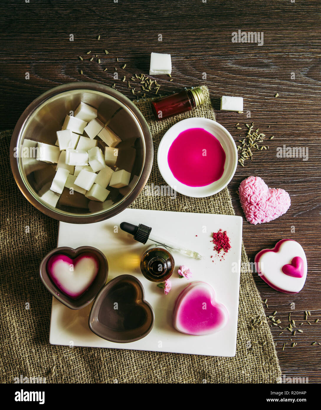 Making soap from pour and melt soap base concept. Soap making ...