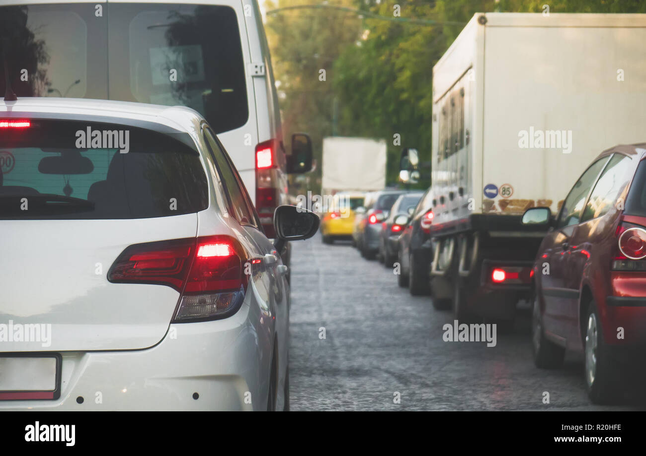 Big traffic jam in the city Stock Photo - Alamy