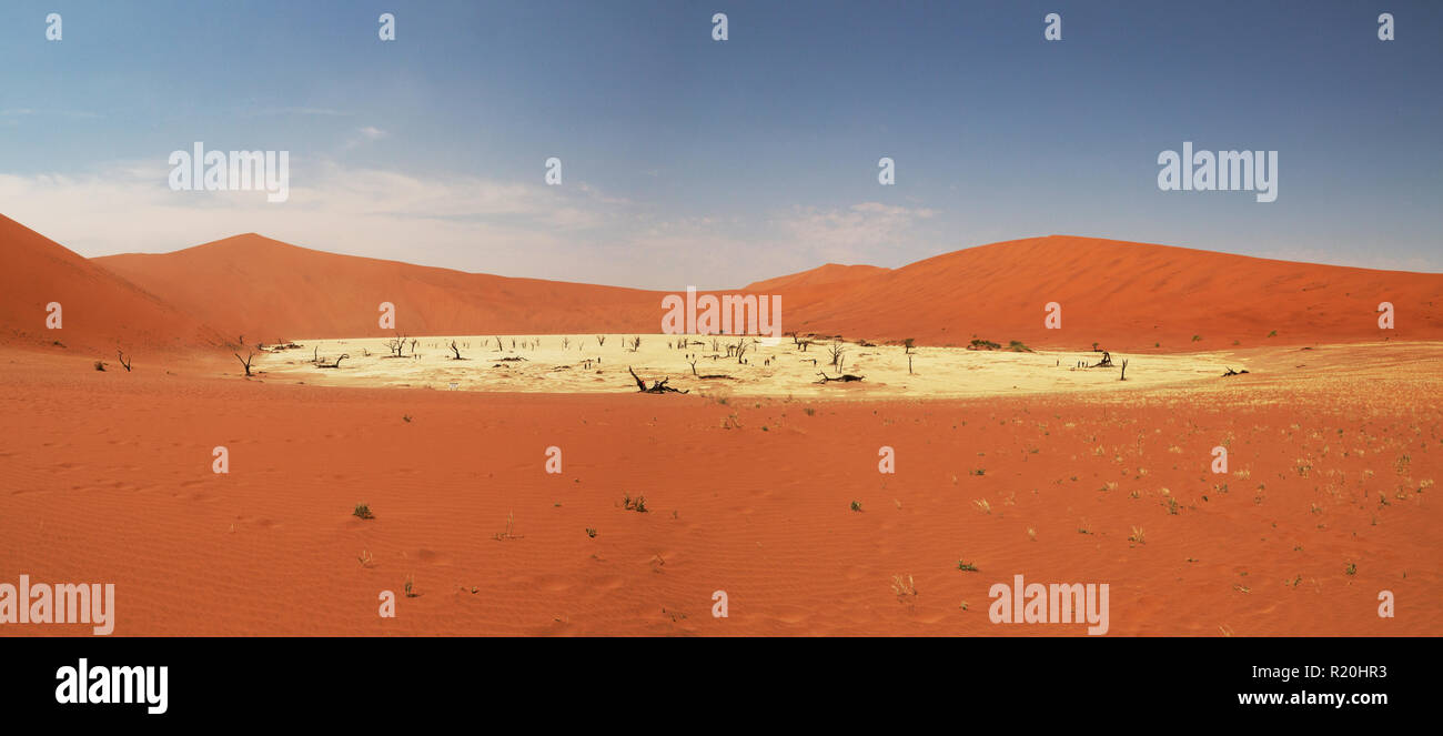 Deadvlei Namibia panorama- Deadvlei with surrounding sand dunes ...