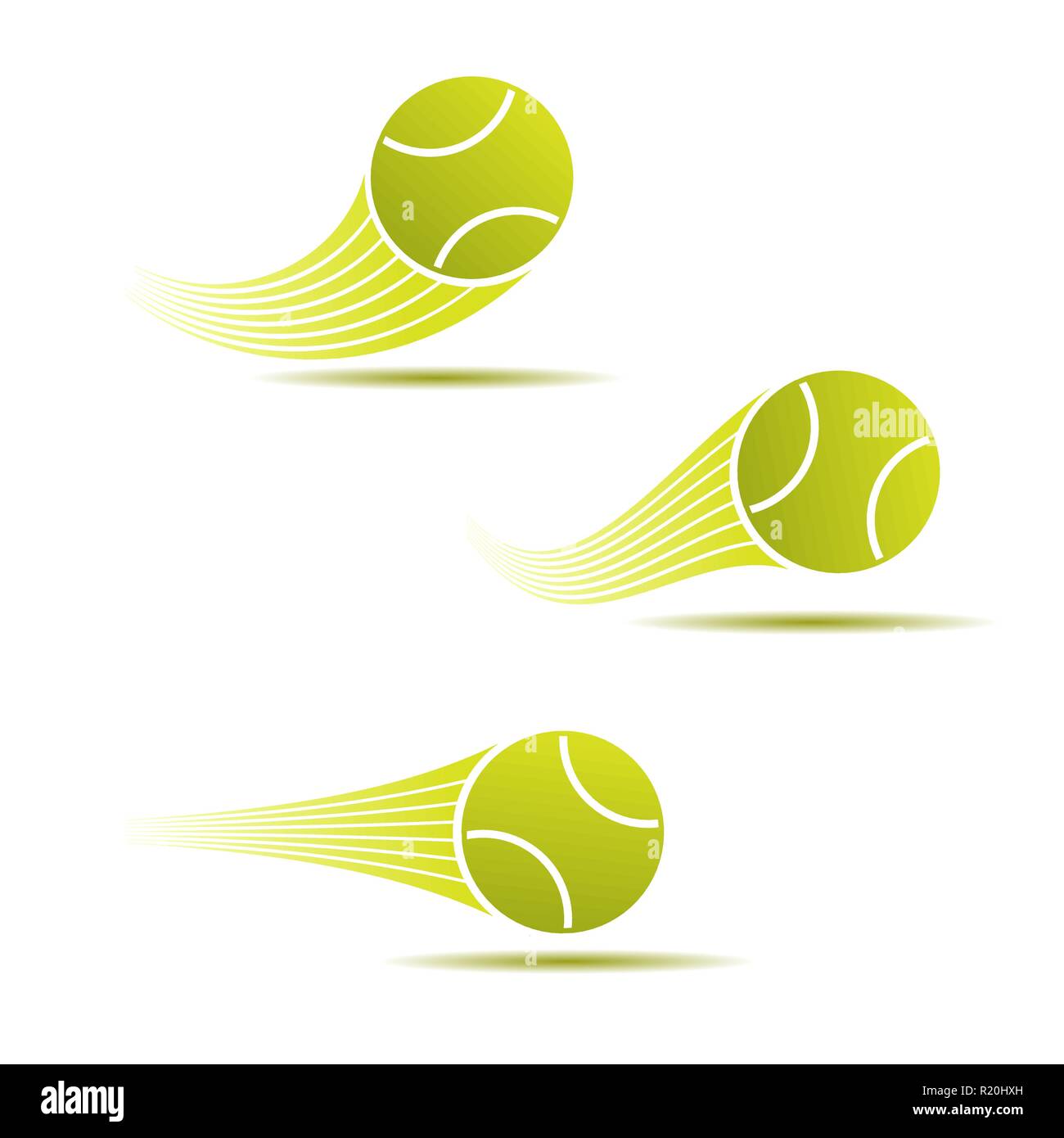 Set of three moving tennis balls isolated on white background Stock ...