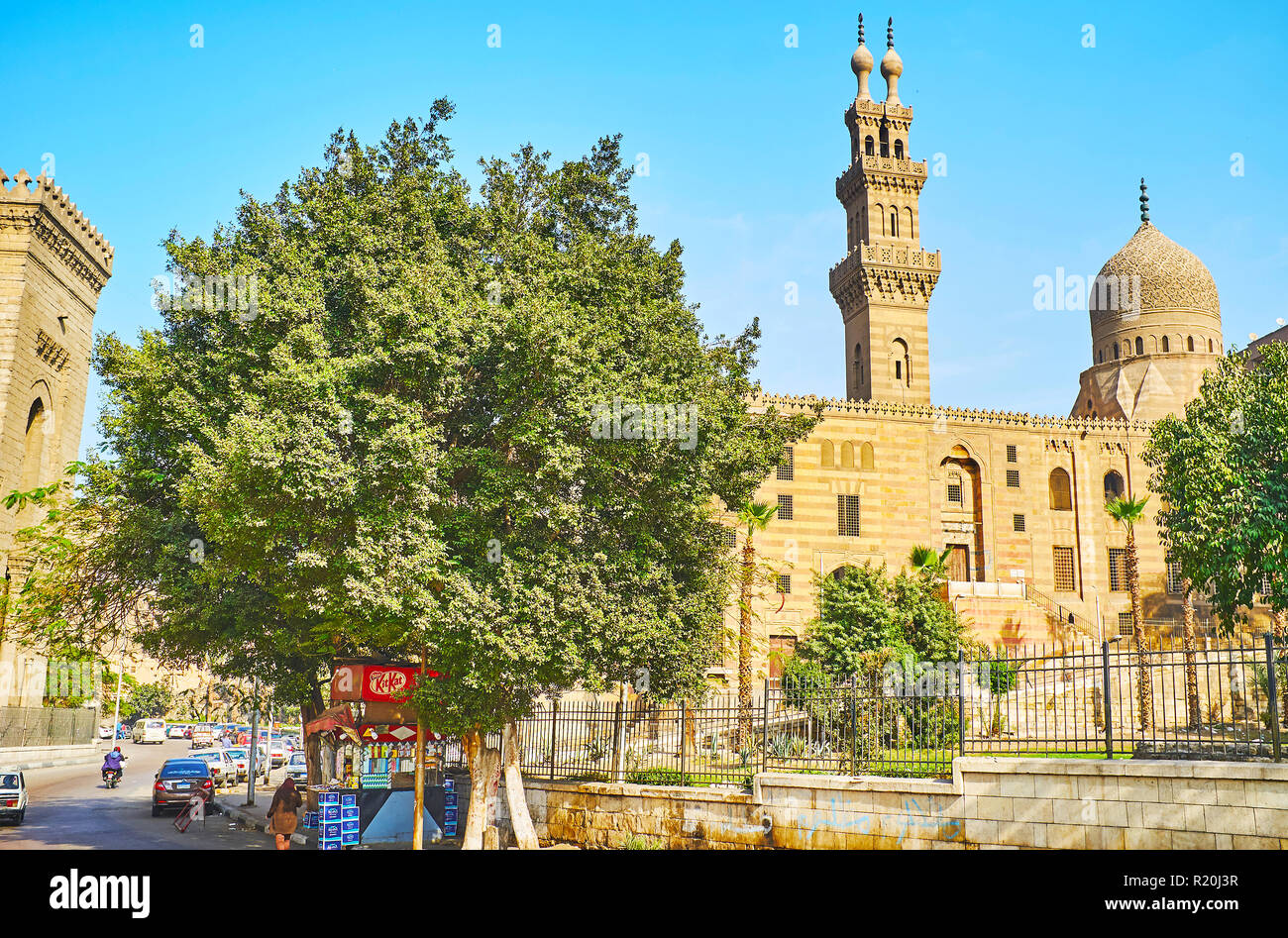 CAIRO, EGYPT - DECEMBER 21, 2017: The medieval Qanibay Al-Rammah mosque ...