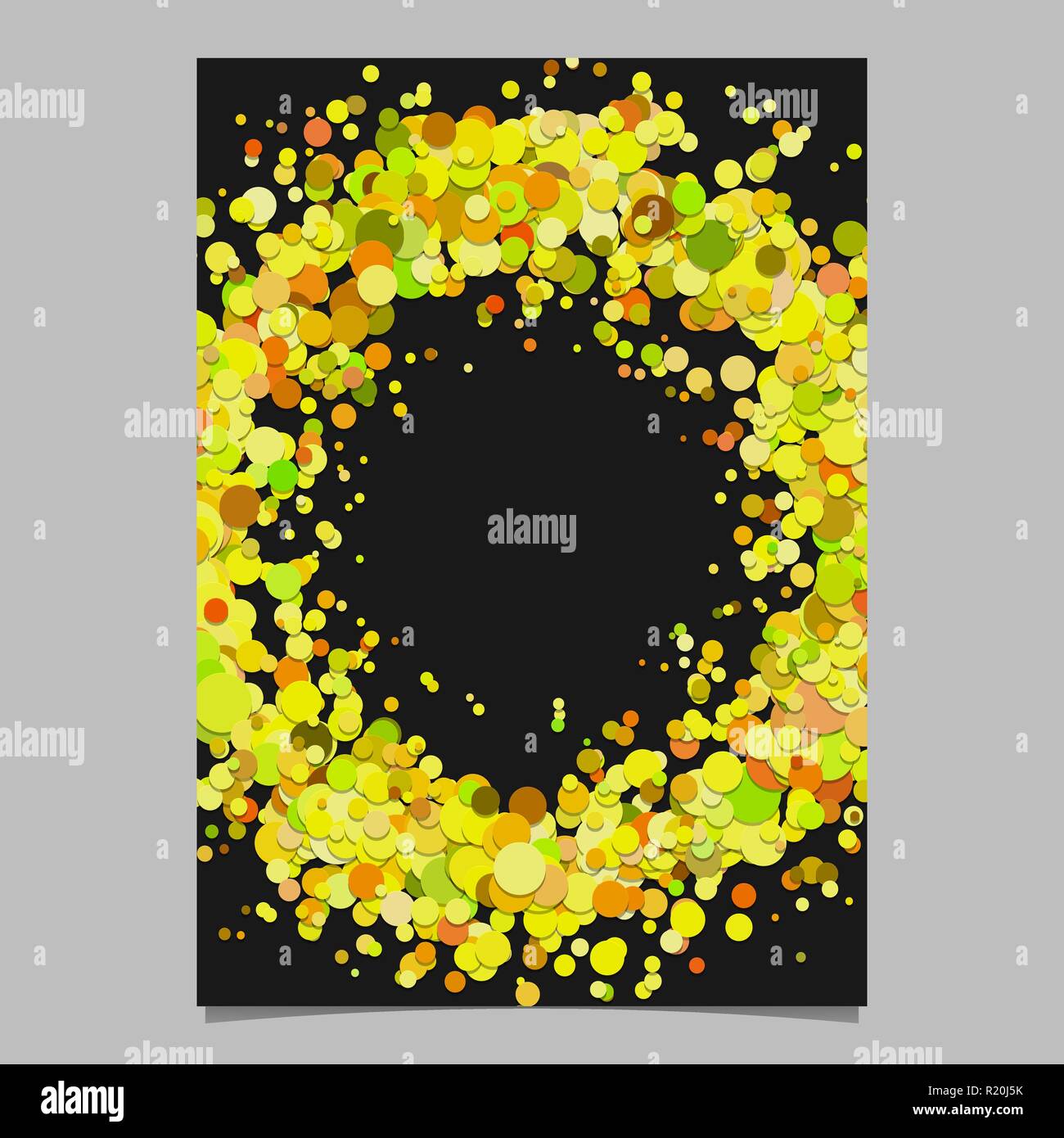 Abstract blank confetti circle flyer background template with dispersed ...