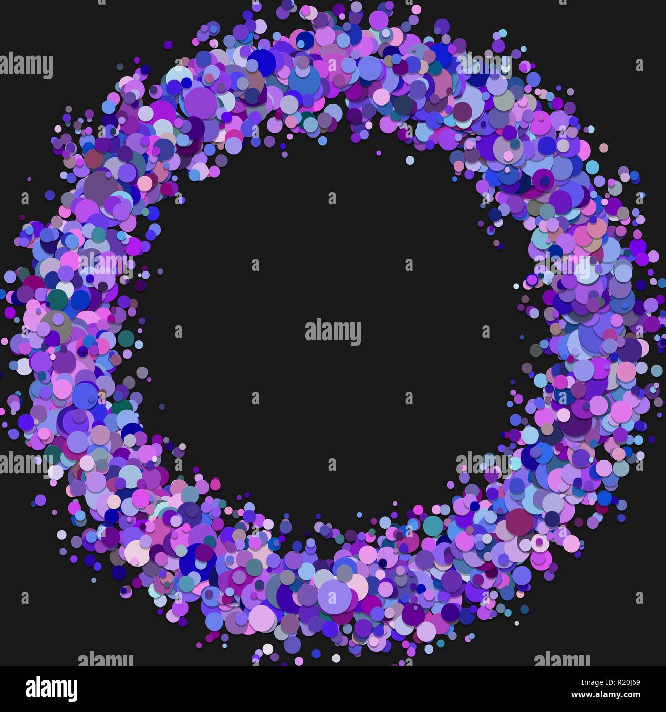 Abstract blank confetti circle background template with dispersed dots ...