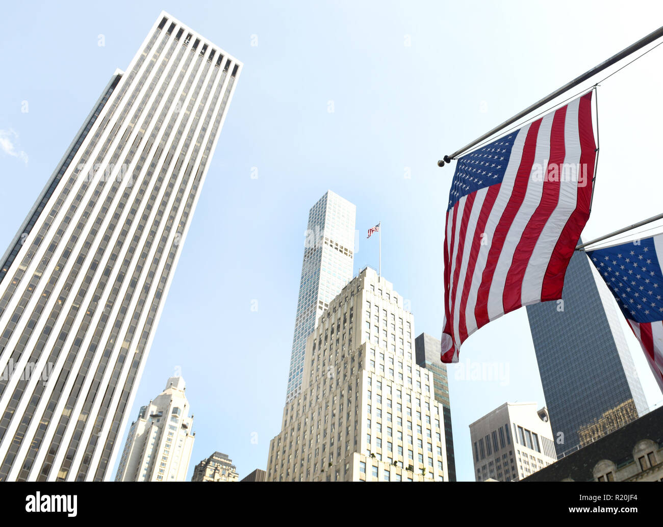 American flag on a building in New York, USA Stock Photo - Alamy