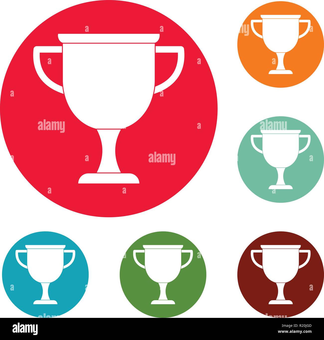 Cup award icons circle set vector isolated on white background Stock ...