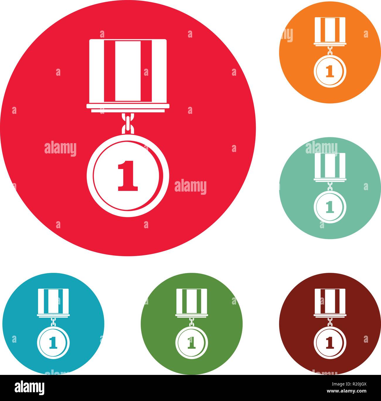 Medal icons circle set vector isolated on white background Stock Vector ...