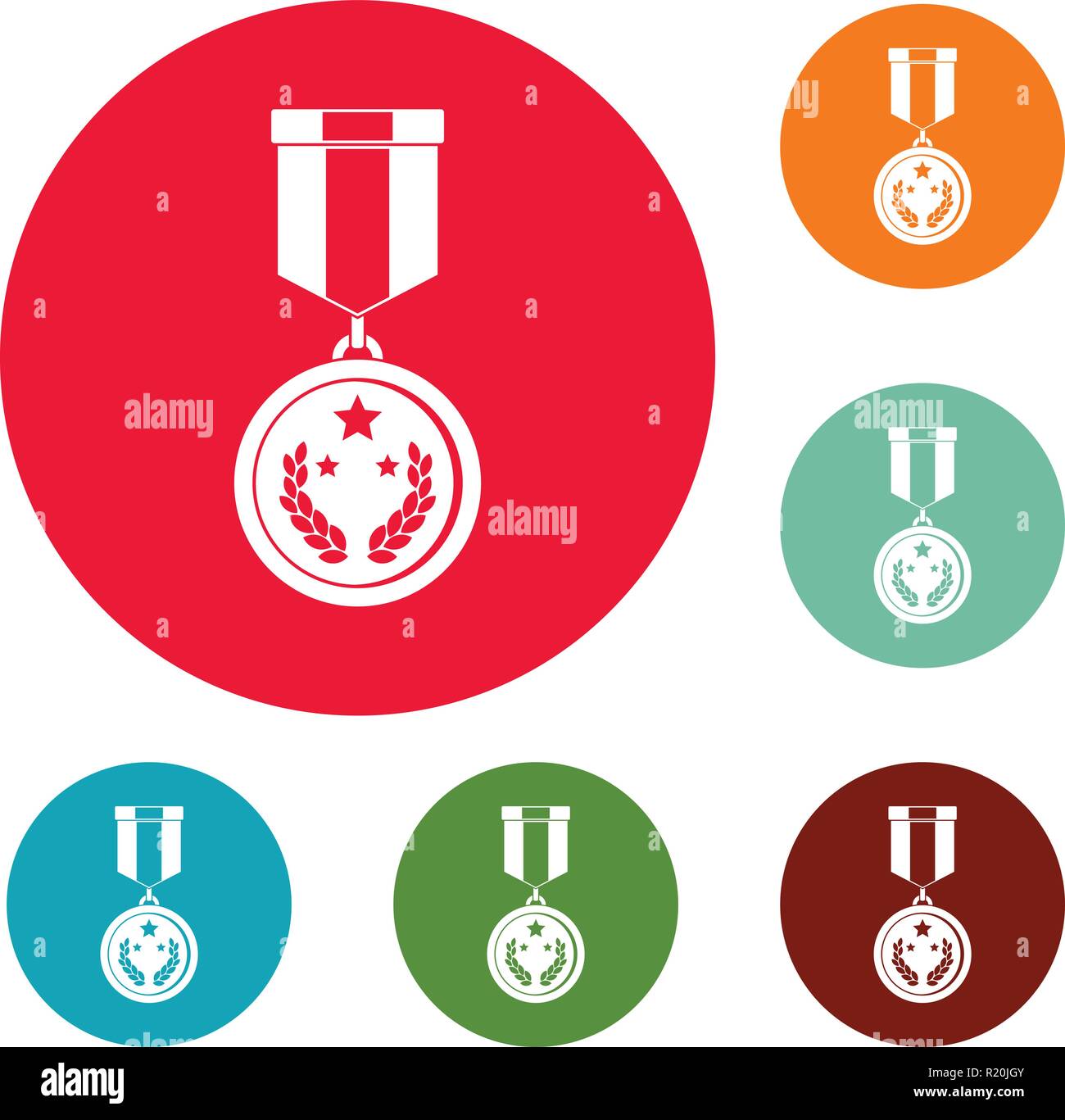 Medal icons circle set vector isolated on white background Stock Vector ...