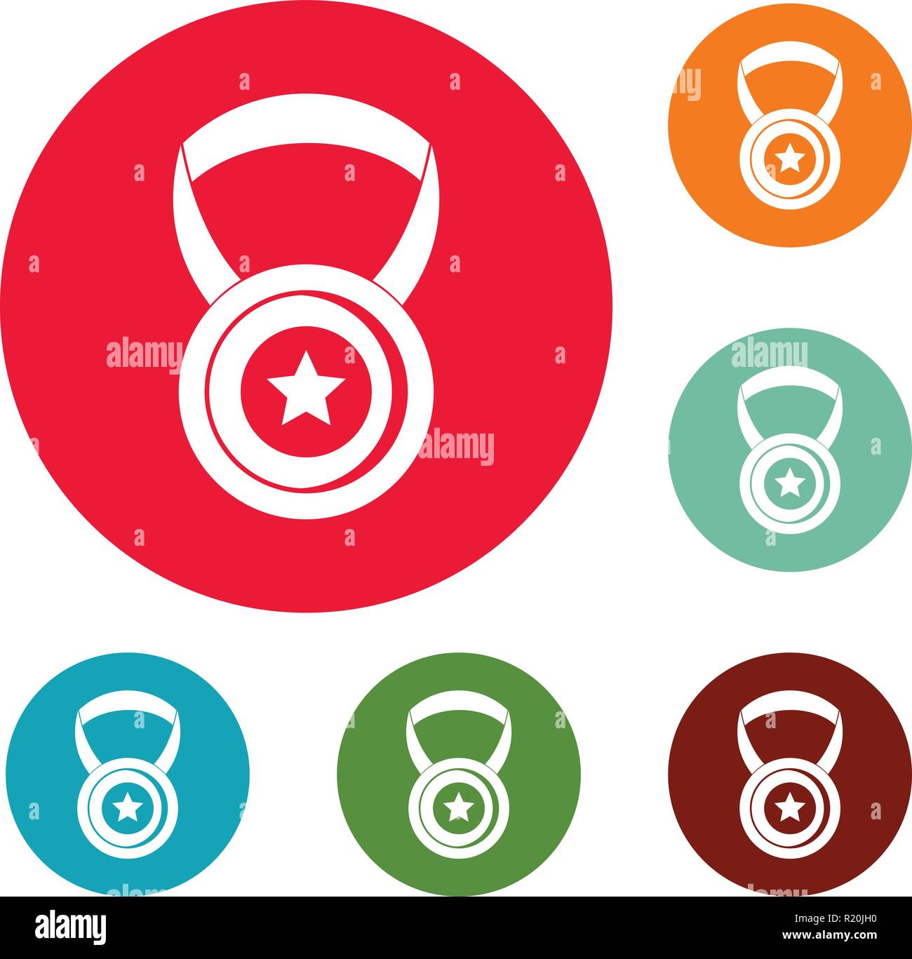 Medal icons circle set vector isolated on white background Stock Vector ...