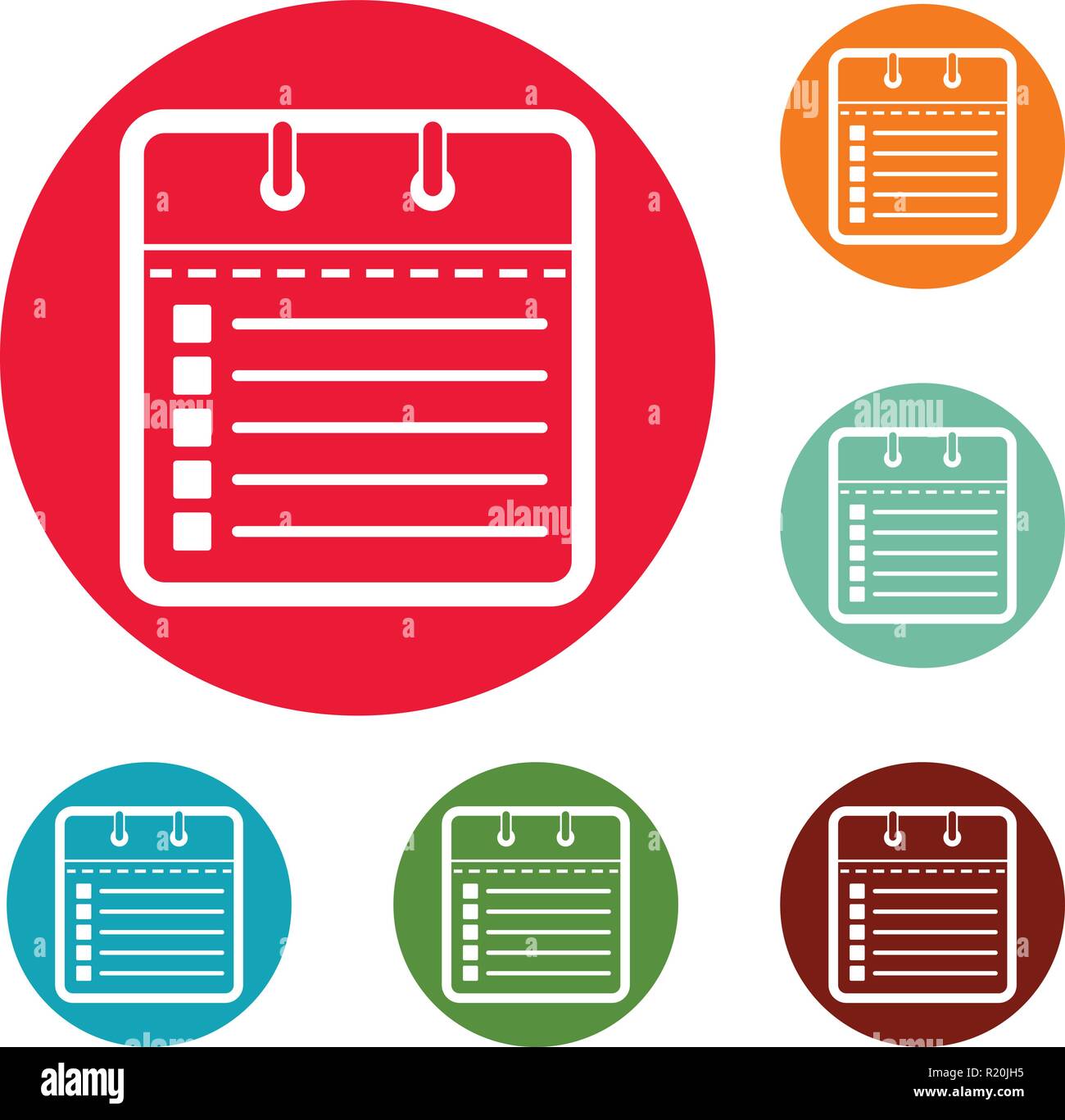 Calendar list icons circle set vector isolated on white background ...