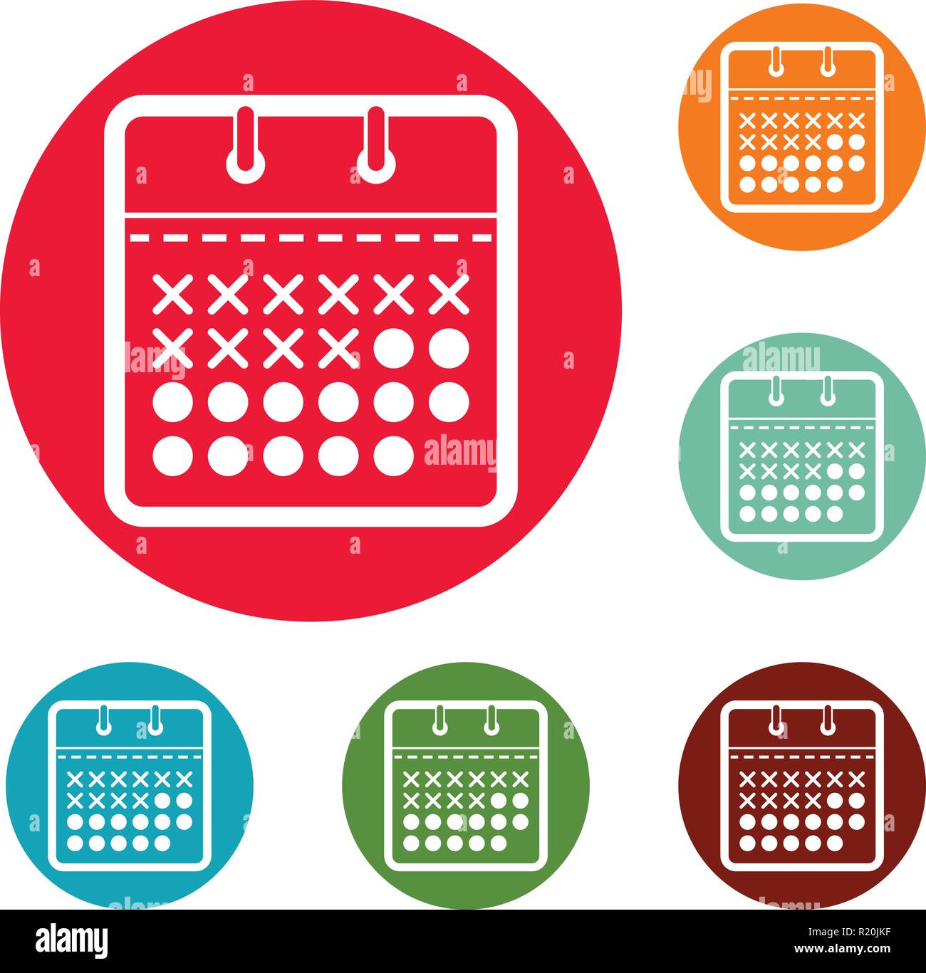 Calendar plan icons circle set vector isolated on white background ...