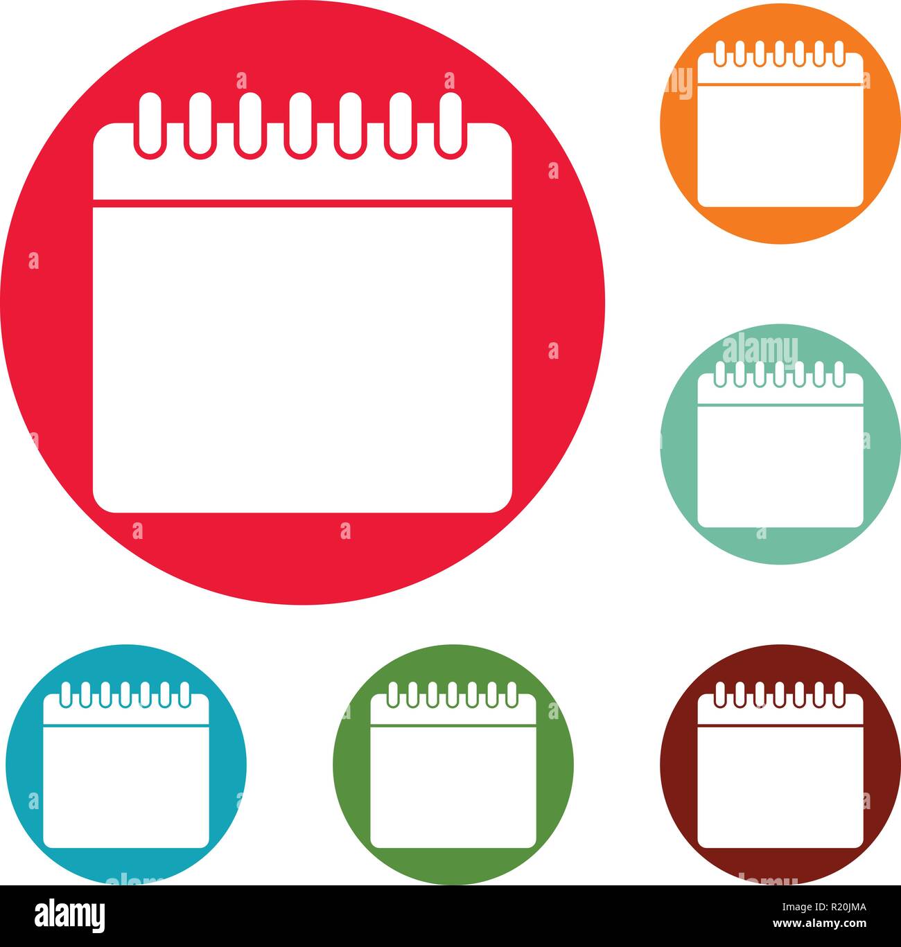 Calendar icons circle set vector isolated on white background Stock ...