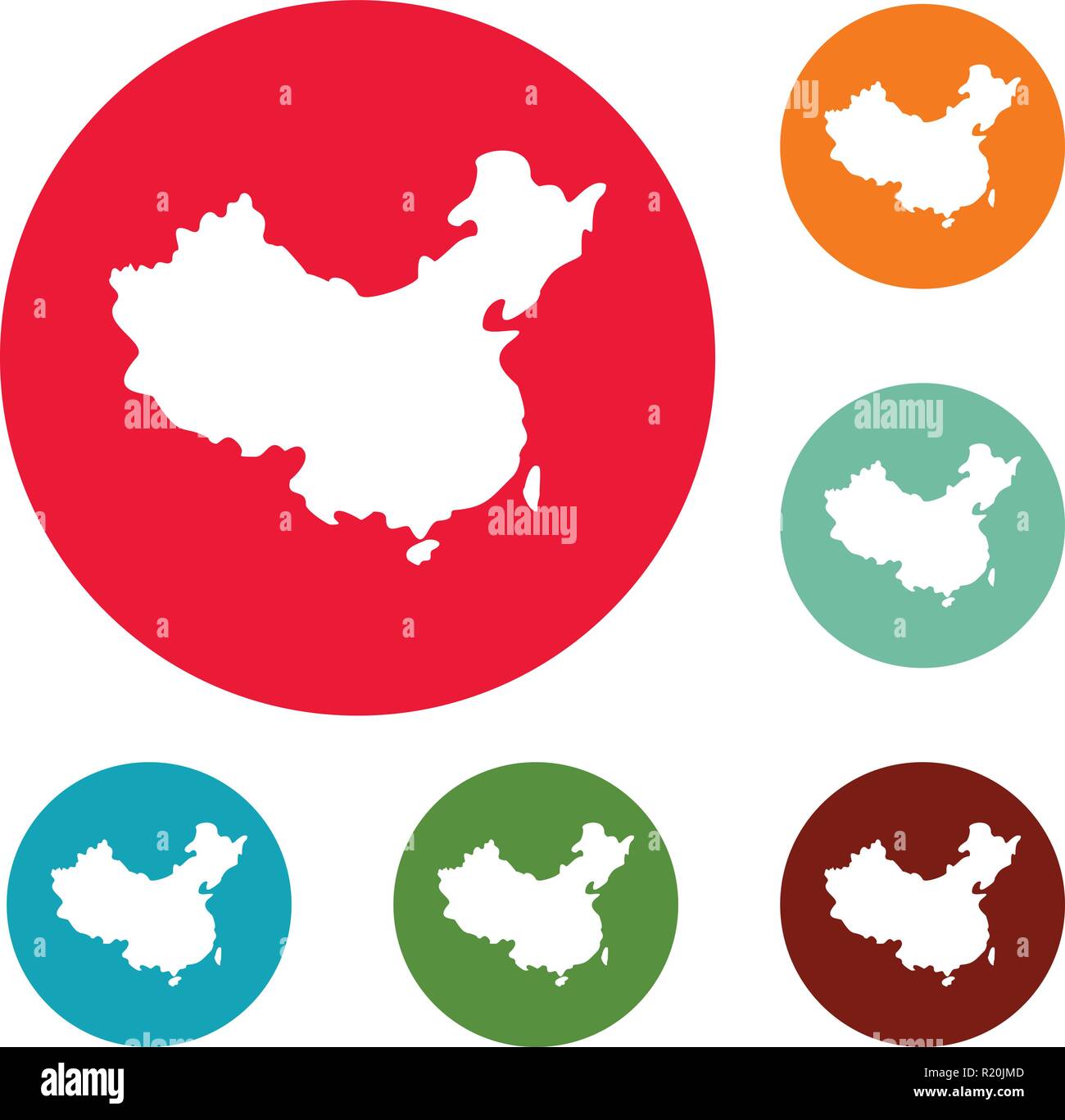 China map icons circle set vector isolated on white background Stock ...