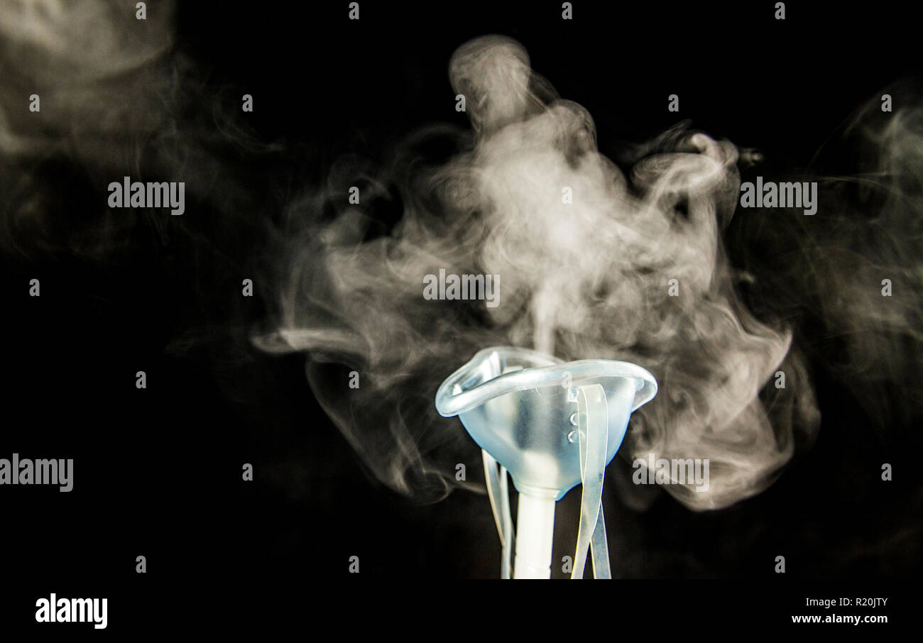 Steam mist from Nebulizer or nebuliser electrical machine drug delivery ...