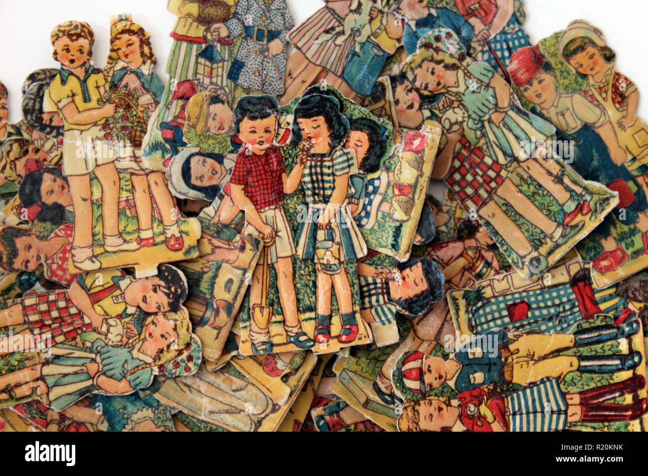 Old picture card paper figures Stock Photo - Alamy