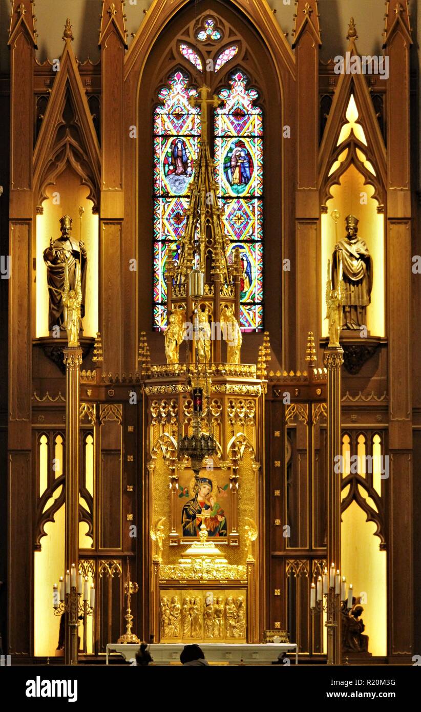Looking down a side aisle in Saint Michael's Cathedral-Basilica ...
